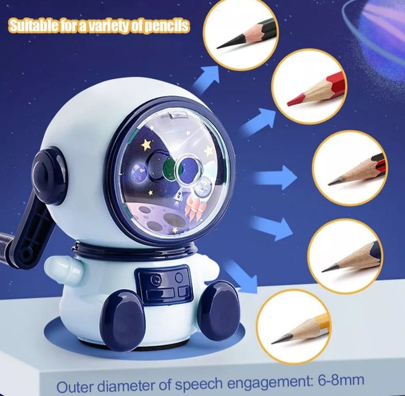Astronaut Pencil Sharper, Cute Cartoon Pencil Sharpener, Hand-cranked ...