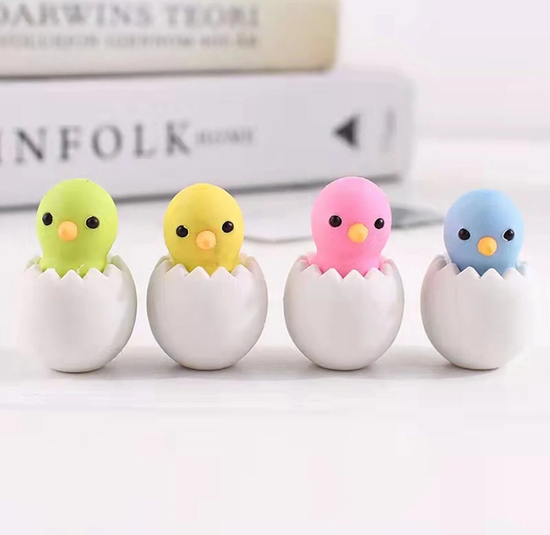4pcs Cute Chick Shape Eraser, Pencil Eraser, Rubber Eraser, Chick ...