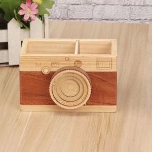 Camera Wooden Desktop Organizer, Unique Design Pen Holder,school ...