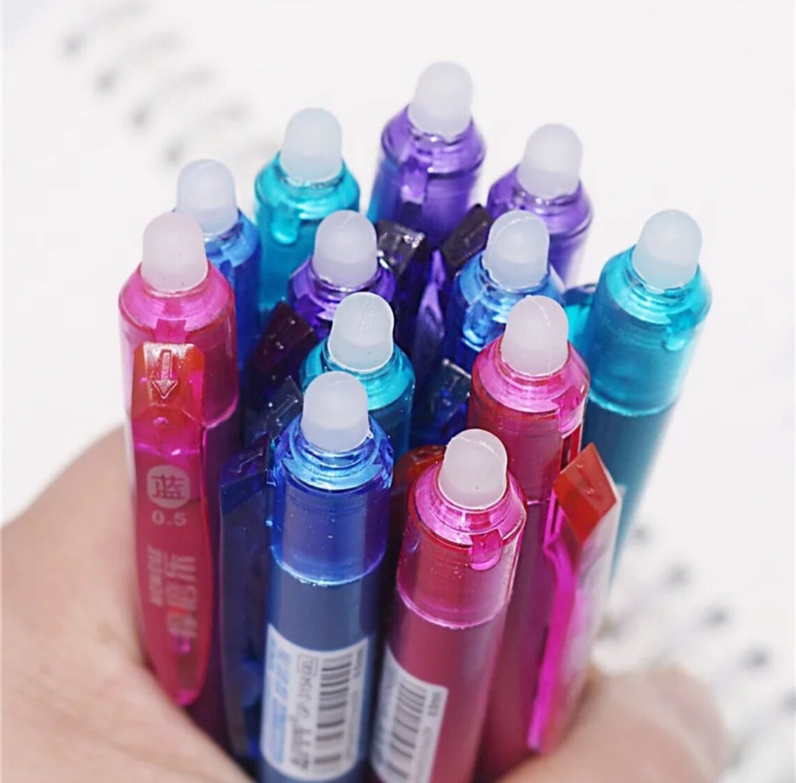 4pcs Rainbow Color Erasable Ballpoint Pens, 0.5 Mm, Black/blue Ink Pen ...