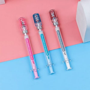 3pcs Creative Syringe Shape Gel Pen, 0.5mm Black Ink Pen, Nurse ...