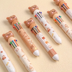 1pc 10colors Cute Bear Ballpoint Pen, Multi-color Ballpoint Pen ...