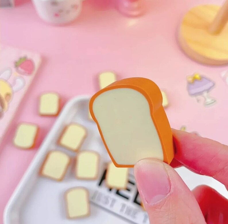 4pcs Set Toast Bread Erasers Mini Pencil Erasers Cute Bread - Etsy