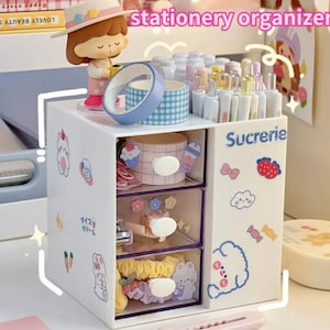 Cute Stationery Organizer, Pencil Holder, Storage Box, Random Sticker ...