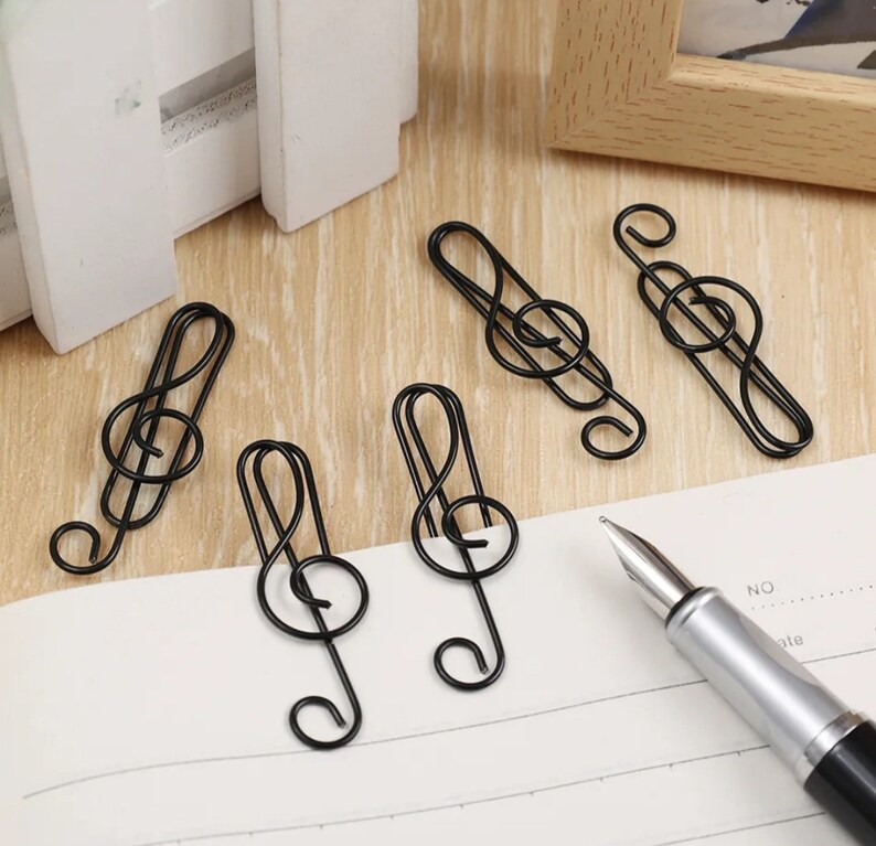 40pcs Music Note Shape Paper Clip, Metal Clip, Bookmark, Binding Clip ...