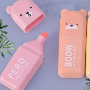 Cartoon Mini Bear Highlighter Markers, Marker Pen, Office, School ...