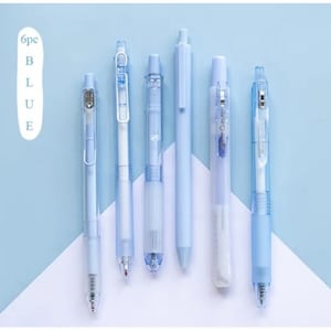 6pcs Pen Highlighter Set, Pink Blue Color Pen Set, 0.5mm Black Ink Pen ...