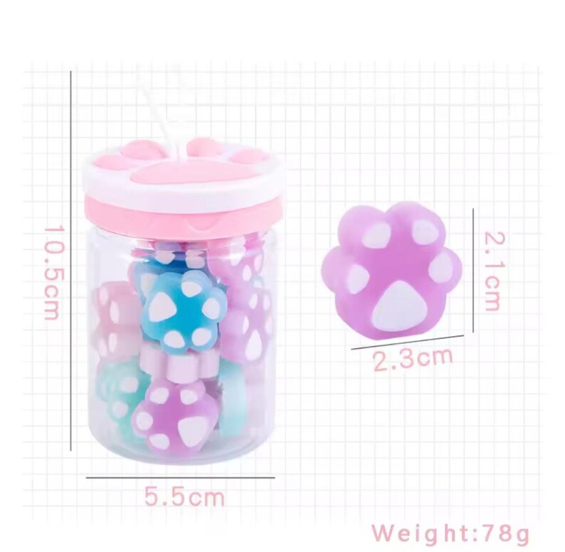 18pcs Barrel Mini Cat Claw Eraser, Night Glow Eraser, Pencil Eraser ...