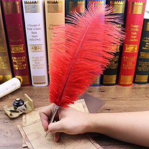 Beautiful Ostrich Feather Ballpoint Pen, Feather Pen, School- Office ...