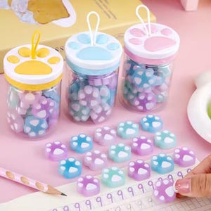 18pcs Barrel Mini Cat Claw Eraser, Night Glow Eraser, Pencil Eraser ...