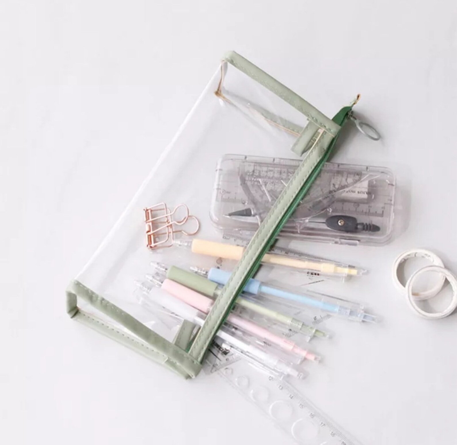 1pc Simple Transparent Pencil Case 7 Colors Large Capacity - Etsy