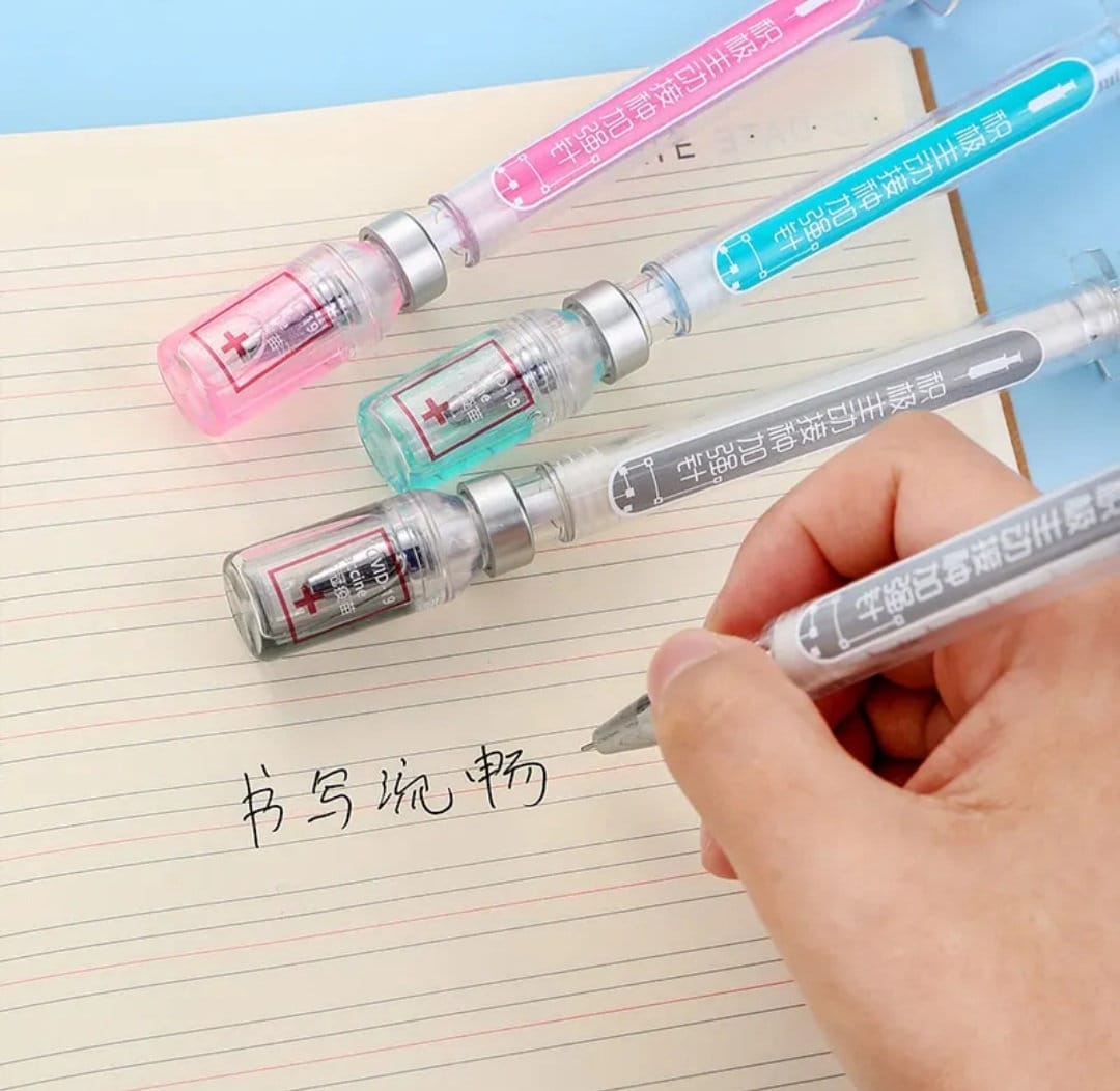 1pc Syringe Gel Pen, Black Ink Writing Pen, Injection Syringe Shape Pen ...