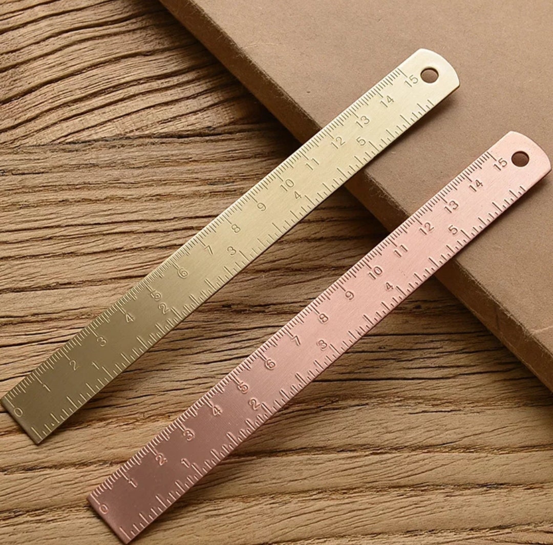 1pc 15cm Rose Gold Straight Ruler, Metal Measuring Tool, Brass Ruler ...