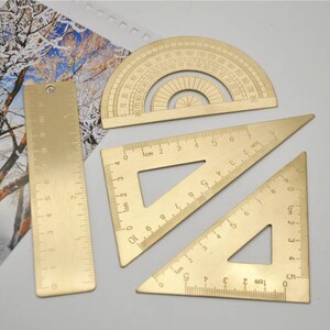 1pc Brass Triangular Ruler, Protractor, Isosceles Ruler, 12 Cm Brass ...