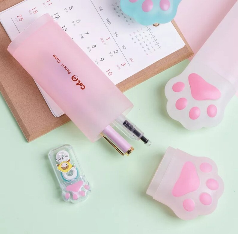 Cute Cat Paw Pen Holder Storage Box Portable Pencil Holder - Etsy