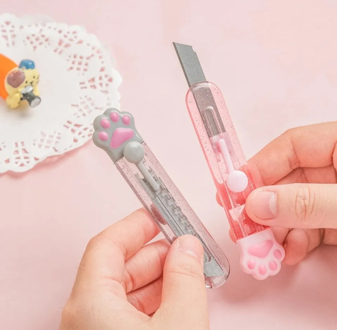 1pc Cute Cat Paw Utility Knife, Transparent Cat Paw Utility Knife, Box ...