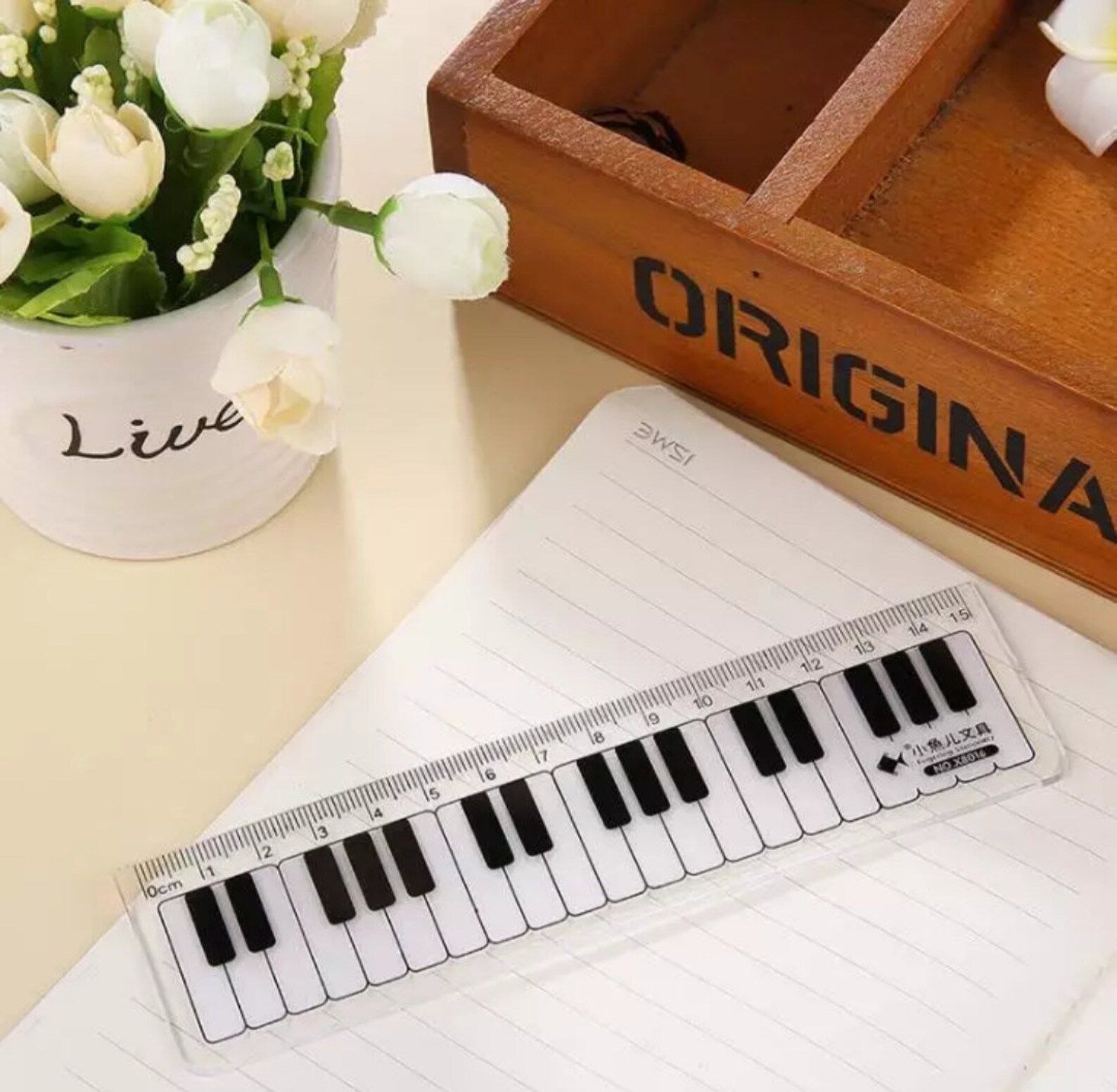 1pc 15cm Piano Straight Ruler Black & White Ruler Bookmark - Etsy