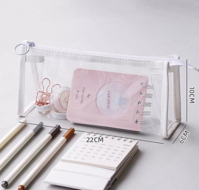 1pc Simple Transparent Pencil Case, 7 Colors Large Capacity Pen Bag ...