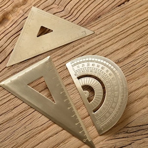 1pc Brass Triangular Ruler, Protractor, Isosceles Ruler, 12 Cm Brass ...