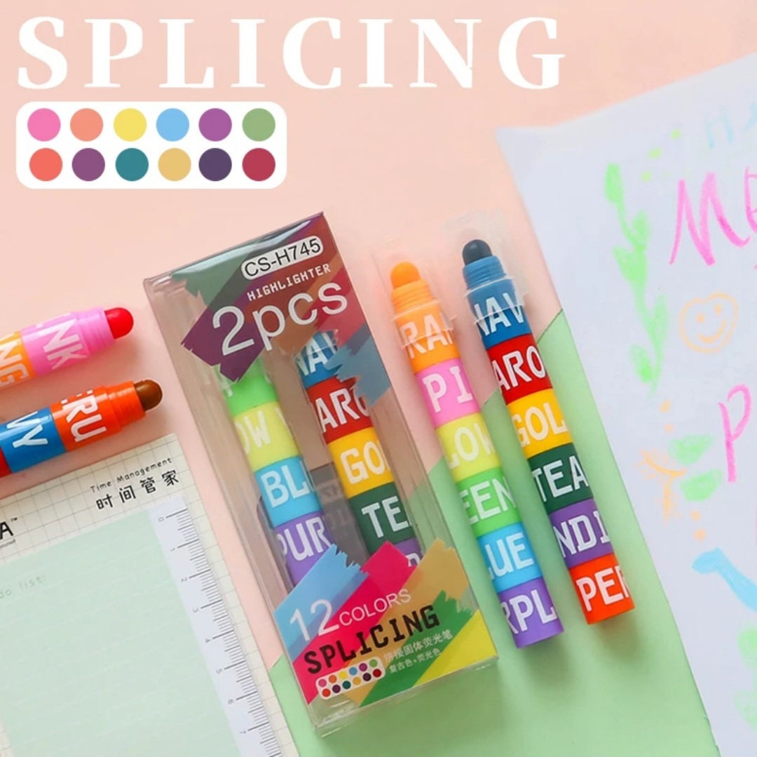 12 Color Set Splicing Highlighter, Drawing Pen, Multi-colour Pen ...