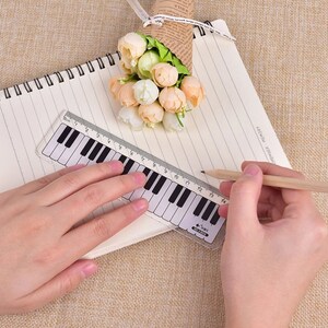 1pc 15cm Piano Straight Ruler, Black & White Ruler, Bookmark, Musical ...