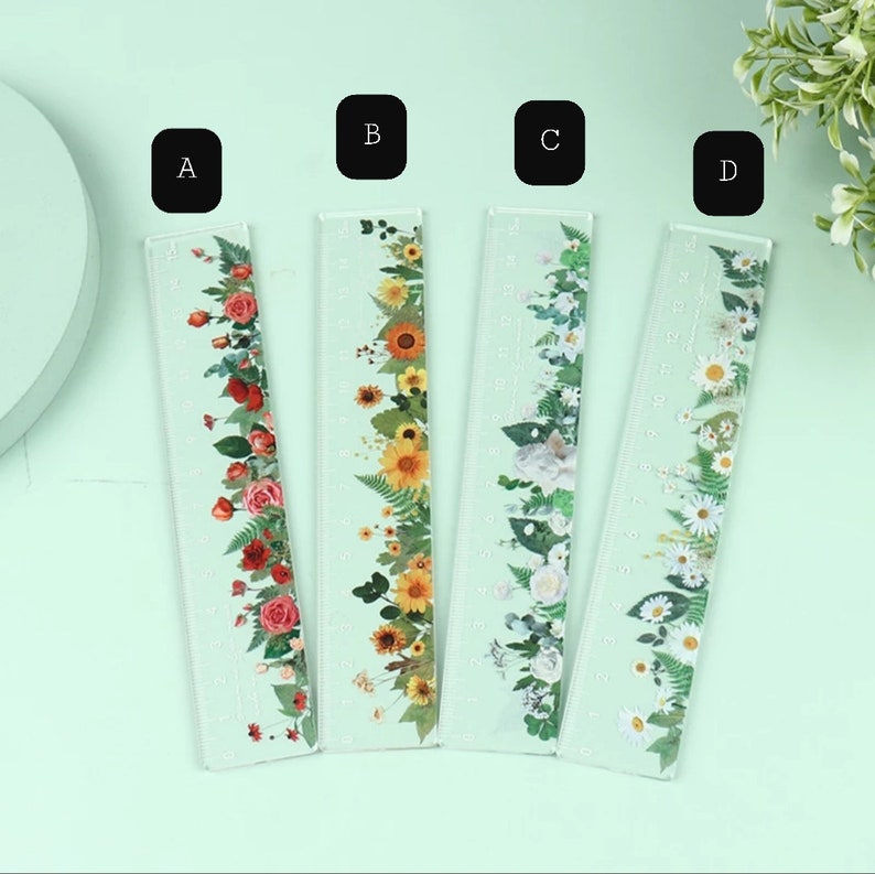 1PC/ Beautiful Flower Pattern Ruler 15 Cm Measuring Scale | Etsy