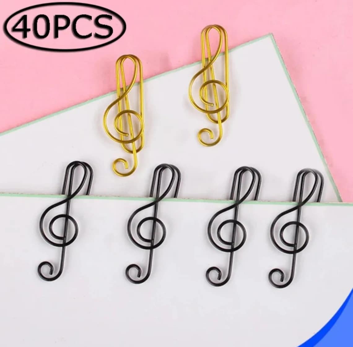 40pcs Music Note Shape Paper Clip Metal Clip Bookmark - Etsy