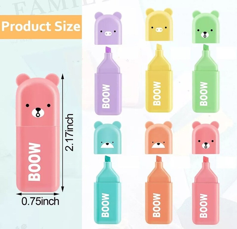 Cartoon Mini Bear Highlighter Markers Marker Pen Office - Etsy
