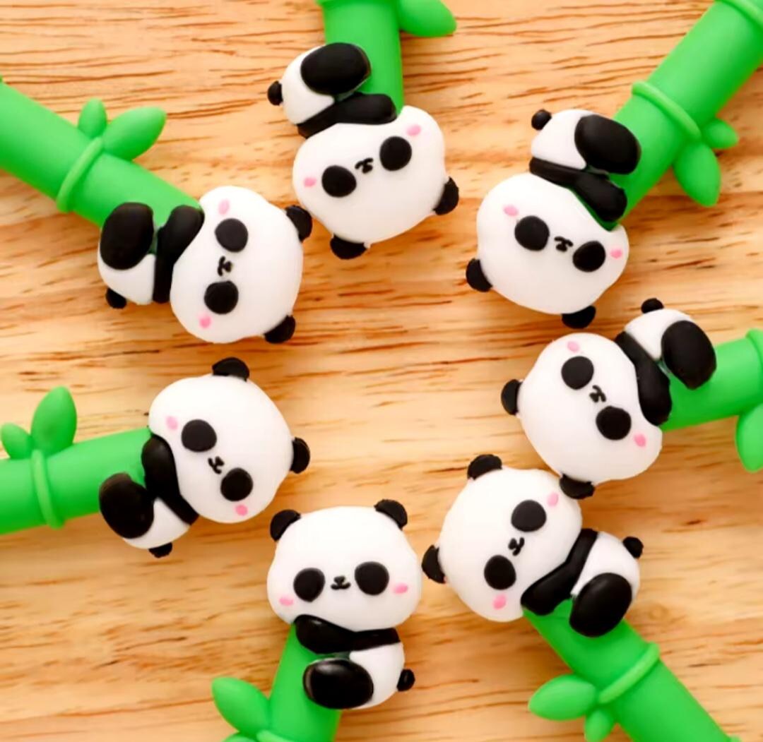6pcs Cute Panda Gel Pen, 0.5mm Black Ink Pen, Bamboo Panda Gel Pen ...
