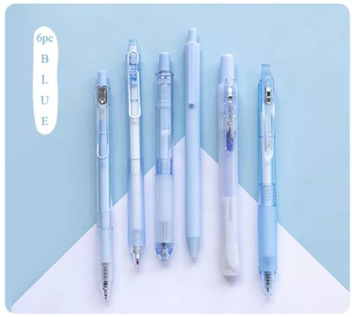 6pcs Pen Highlighter Set Pink Blue Color Pen Set 0.5mm Black - Etsy