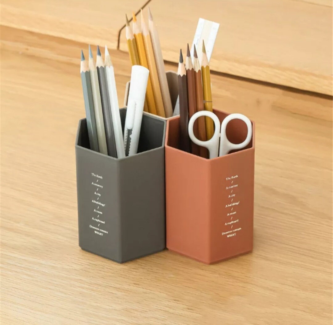 1pc Hexagonal Pen Holder, Desk Organizer, Stationery Holder, Multi ...