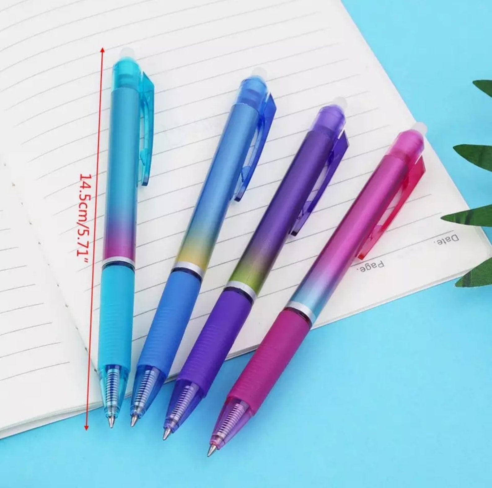 4pcs Rainbow Color Erasable Ballpoint Pens, 0.5 Mm, Black/blue Ink Pen ...