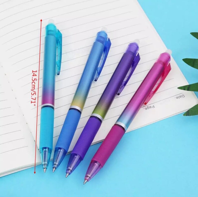 4pcs Rainbow Color Erasable Ballpoint Pens, 0.5 Mm, Black/blue Ink Pen ...