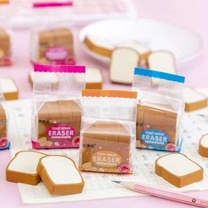 4pcs Set Toast Bread Erasers, Mini Pencil Erasers, Cute Bread Shape ...