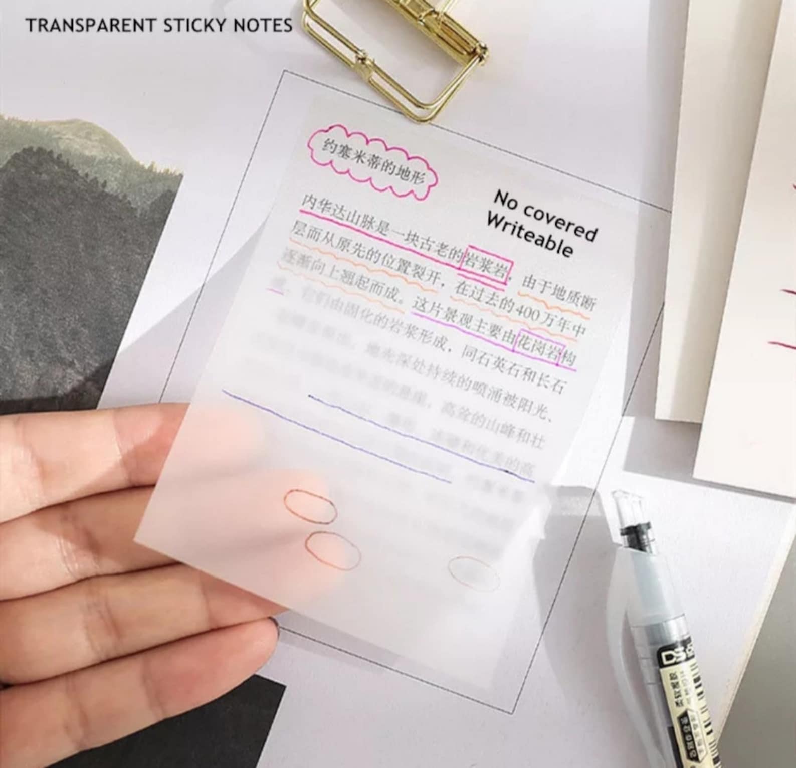 50 Sheets Transparent Sticky Notes Waterproof PET Transparent - Etsy