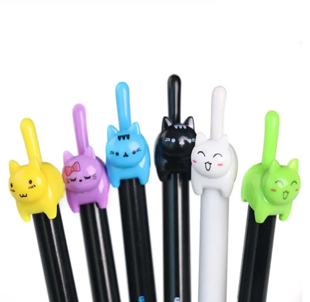 6pcs Cute Cat Gel Pen, Cartoon Animal Cat Pen, School, Office Writing ...