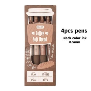 4pcs Coffee Beans Gel Pens, 0.5mm Black Ink Pen, Soft Bread Touch Pen ...
