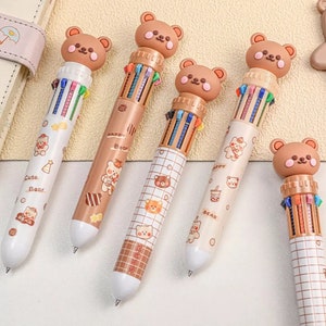 1pc 10colors Cute Bear Ballpoint Pen, Multi-color Ballpoint Pen ...