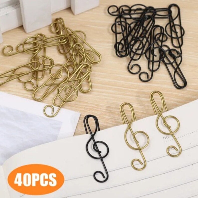 40pcs Music Note Shape Paper Clip, Metal Clip, Bookmark, Binding Clip ...