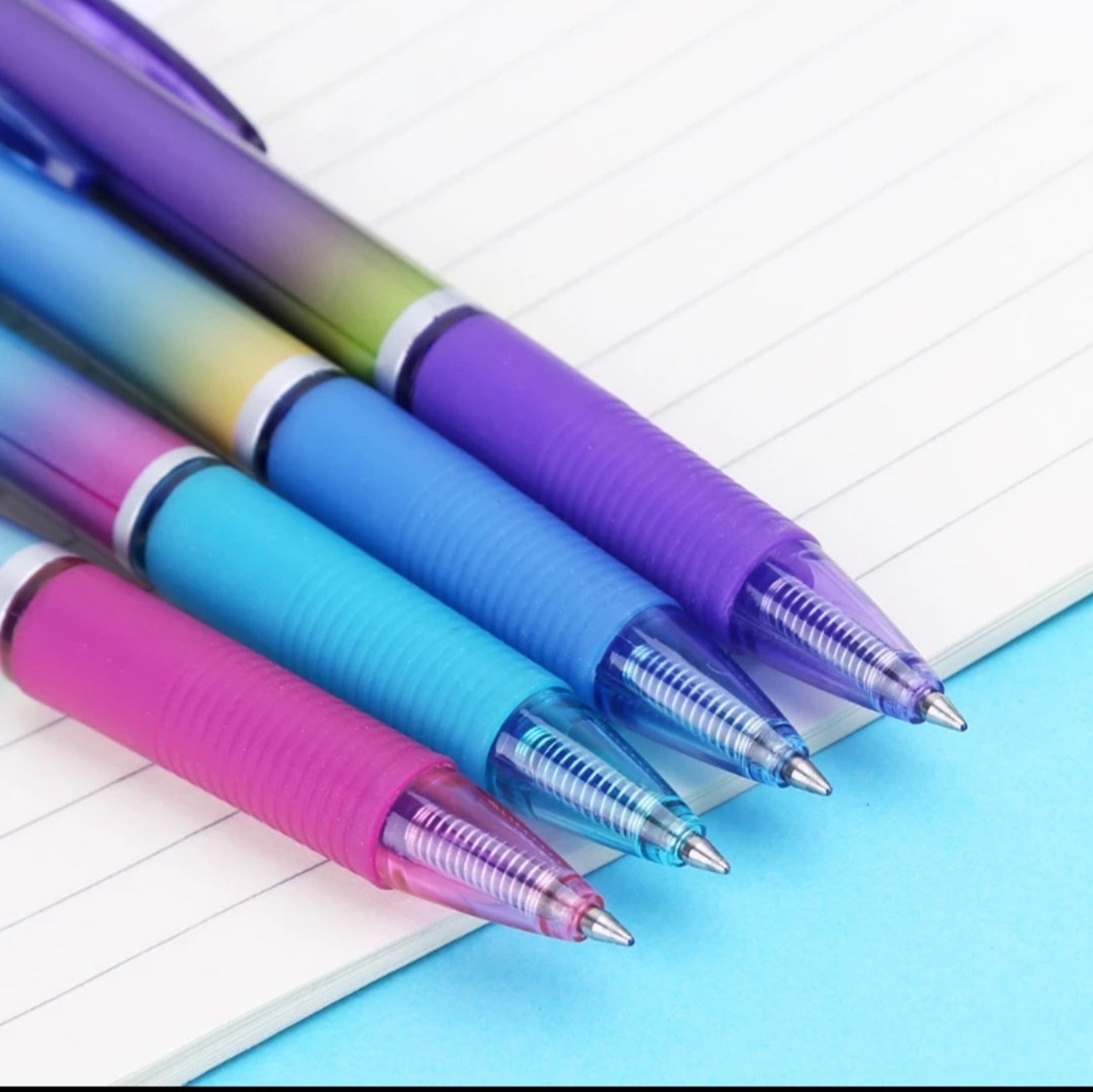 4pcs Rainbow Color Erasable Ballpoint Pens, 0.5 Mm, Black/blue Ink Pen ...