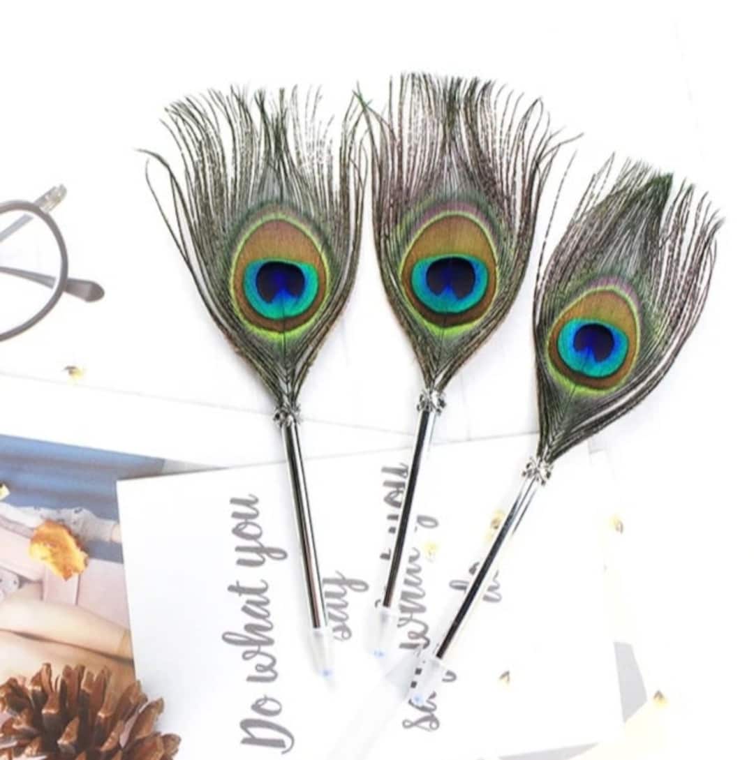 3pcs Peacock Feather Ballpoint Pen, Writing Pen, Black Ink Pen, Signing ...
