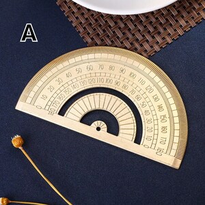 1pc Brass Triangular Ruler, Protractor, Isosceles Ruler, 12 Cm Brass ...