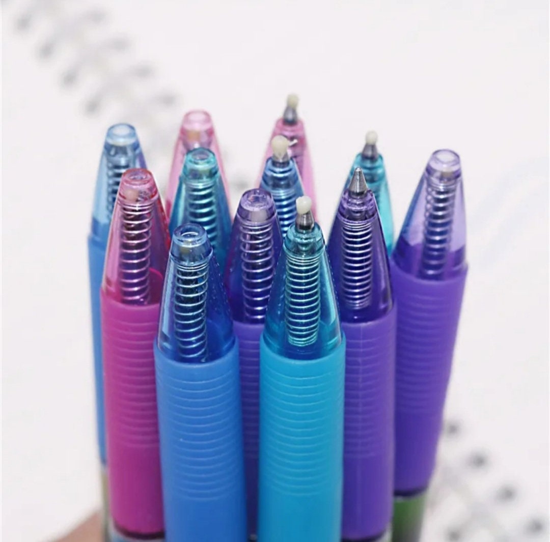 4pcs Rainbow Color Erasable Ballpoint Pens, 0.5 Mm, Black/blue Ink Pen ...