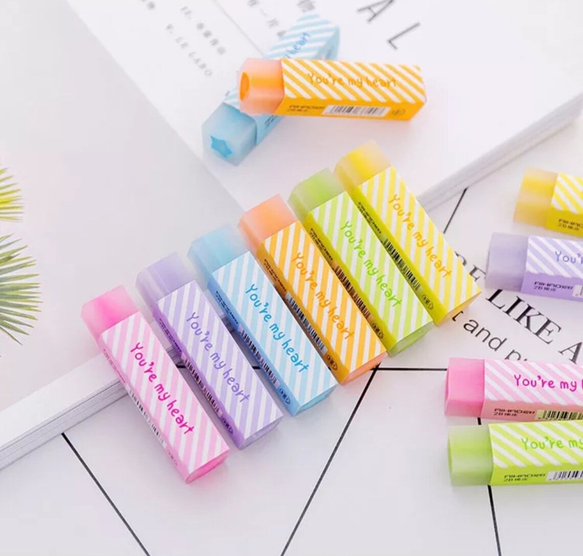 3pcs Cute Star Love Heart Erasers, Candy Color Soft Eraser, 2B Erasers ...