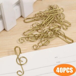 40pcs Music Note Shape Paper Clip, Metal Clip, Bookmark, Binding Clip ...