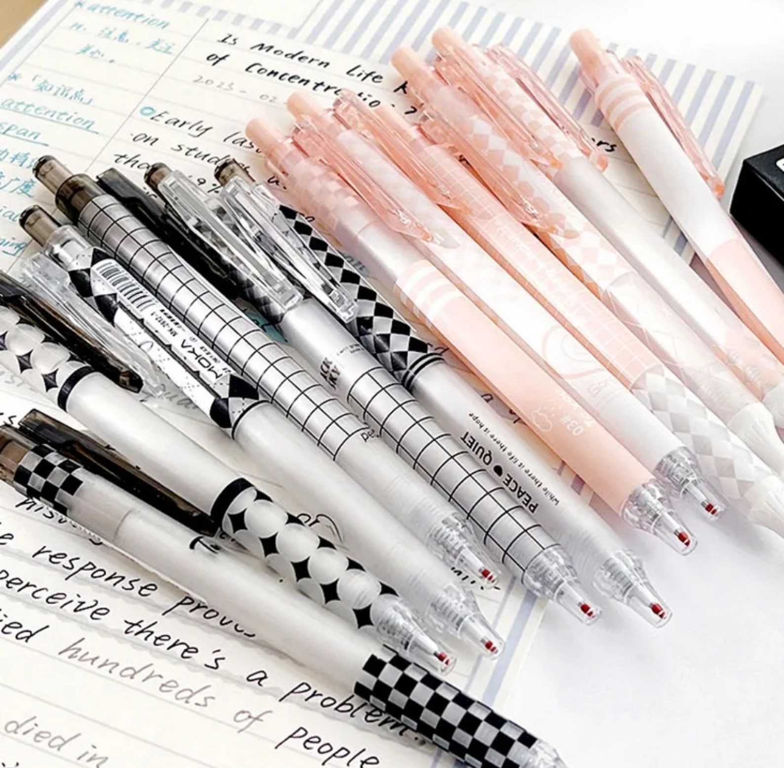 6pcs Set Erasable Gel Pen, 0.5mm Black Ink Pen, Cute Writing Pen ...