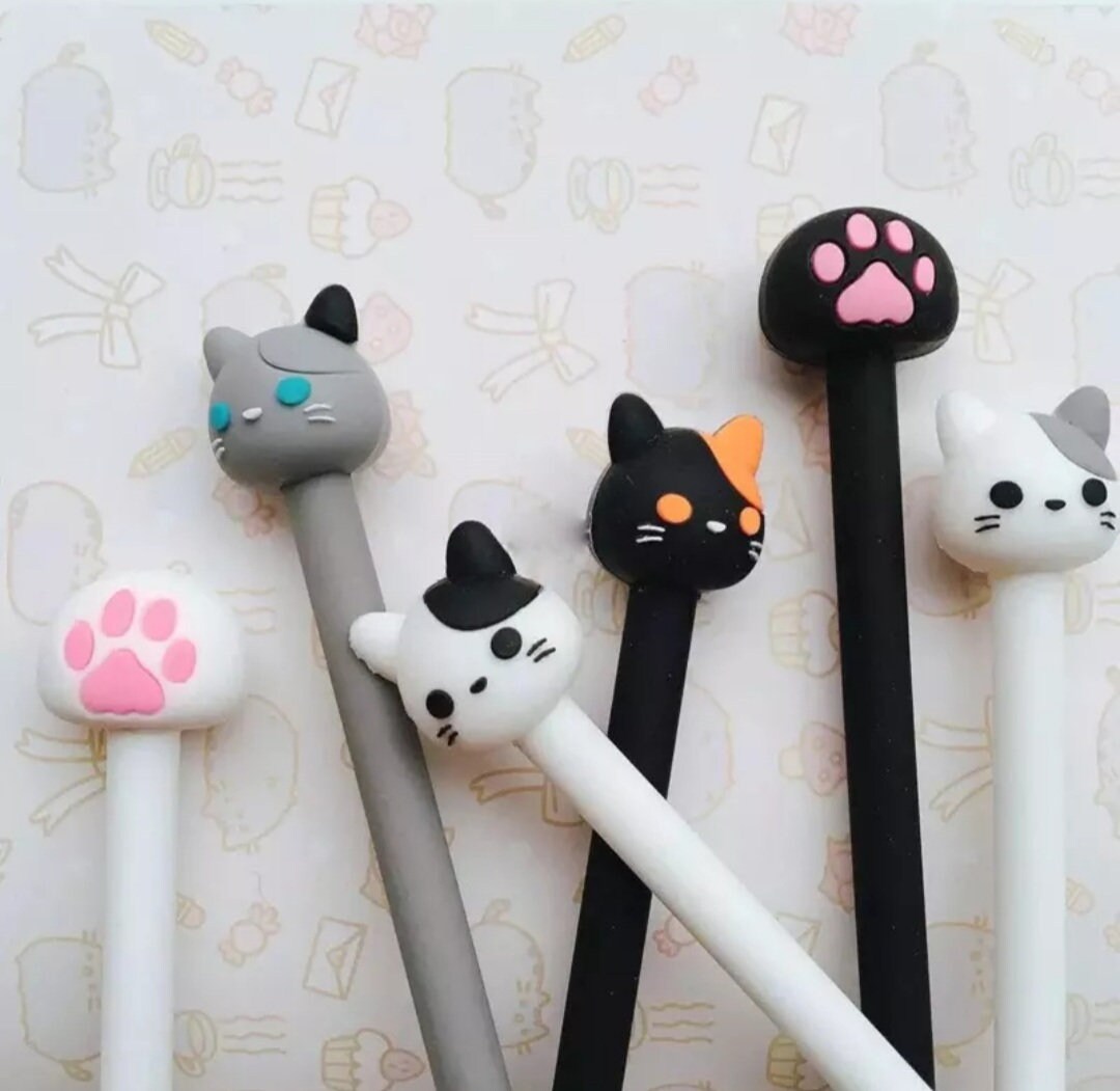 4pcs Cartoon Cat Gel Pen, Cat Claw Gel Pen, Random Color Funny Cat Gel ...