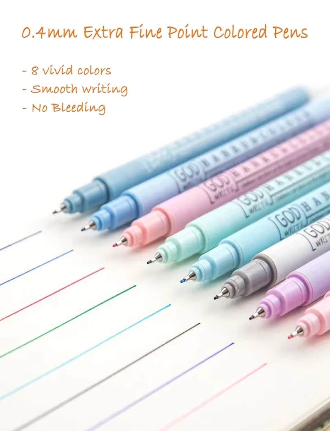 8pcs 0.4mm Extra Fine Point Colored Pens, Fine Liner Pen, 8 Color ...