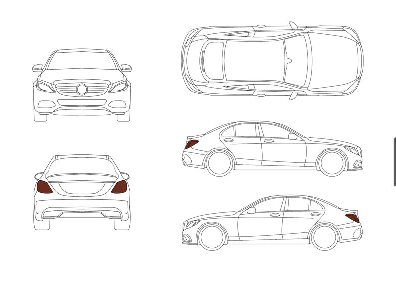 Mercedes Benz C Class Line Illust Sports Coupe Car Racing Racer ...