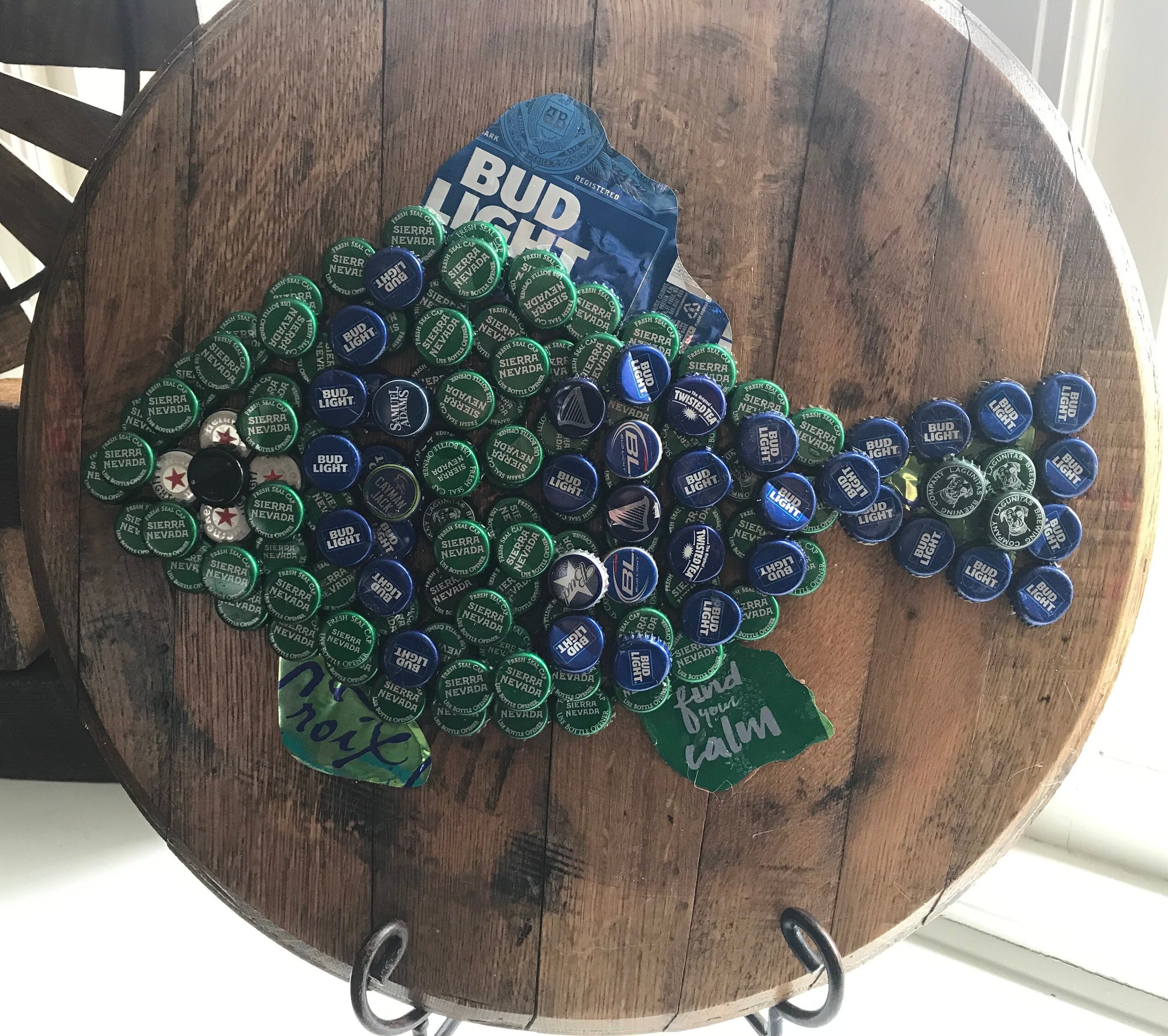 Bourbon Barrel With Bottle Cap Fish Design - Etsy